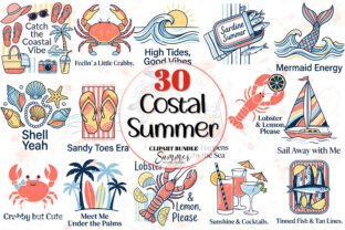 Coastal Tropical Summer Clipart Bundle Graphic by Summer Digital Design ...