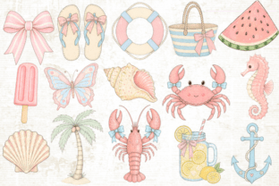 Hand Drawn Coastal Coquette Summer PNG Graphic by Yassou Bouhad ...
