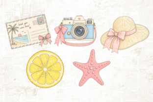 Hand Drawn Coastal Coquette Summer PNG Graphic by Yassou Bouhad ...