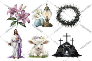 Risen Jesus Easter Religious Clipart PNG Graphic by PS Digital Art ...