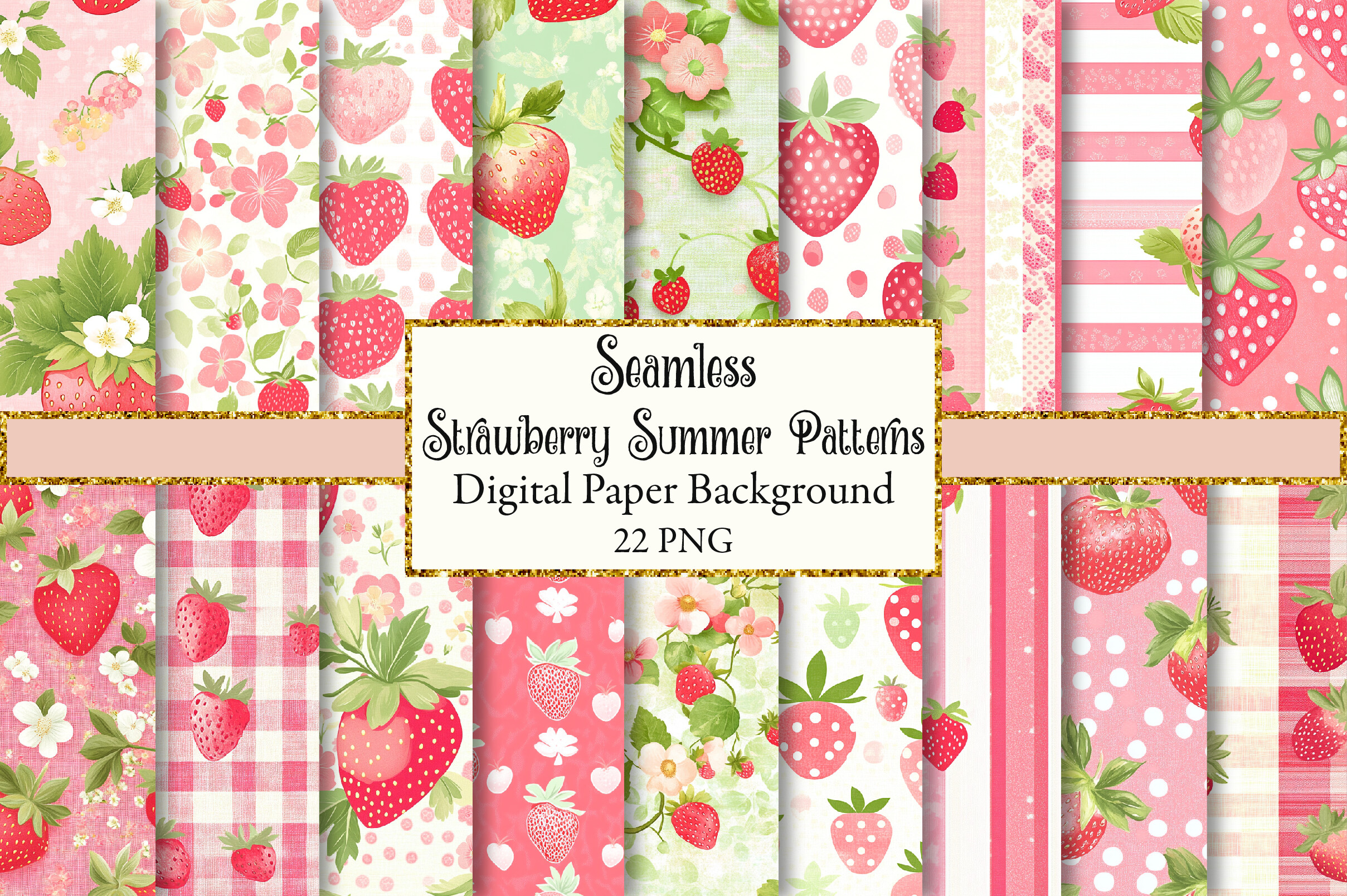 Strawberry Summer Seamless Patterns Graphic by Precision Patterns ...