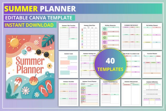 Editable Summer Planner KDP Interior Graphic by KDP GALLERY · Creative ...