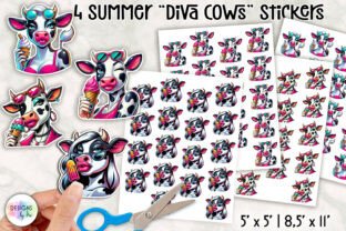 Summer Cows Stickers PNG, Cow Clipart Graphic by Designs by Ira ...