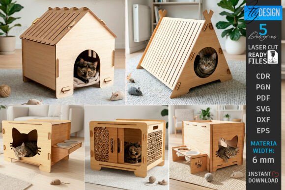 Wooden Cat House Laser Cut Bundle SVG · Creative Fabrica