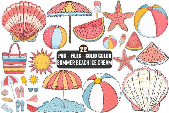 Summer Beach Ice Cream Clipart Bundle Graphic by TshirtMaster ...