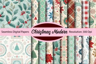 Christmas Modern Seamless Digital Paper Graphic by Colourful · Creative ...