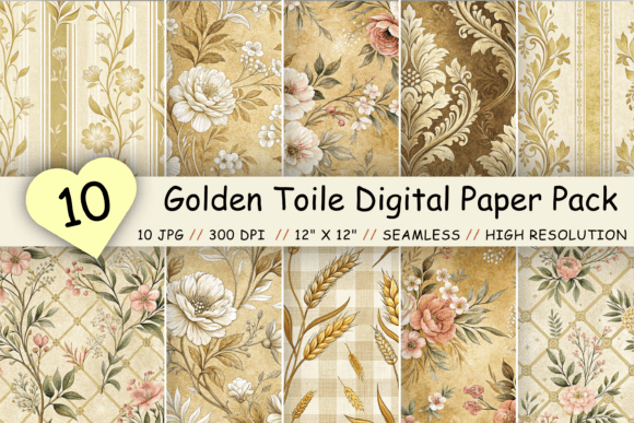 Dusty Toile Digital Paper Pack, Vintage Graphic by Florid Printables ...