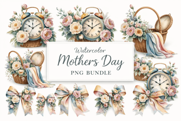 Mothers Day Watercolor Bundle Set Graphic by Creative Studio 55 ...