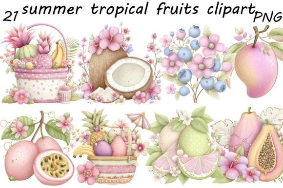 Pastel Tropical Fruits Clipart Graphic by Artoya · Creative Fabrica