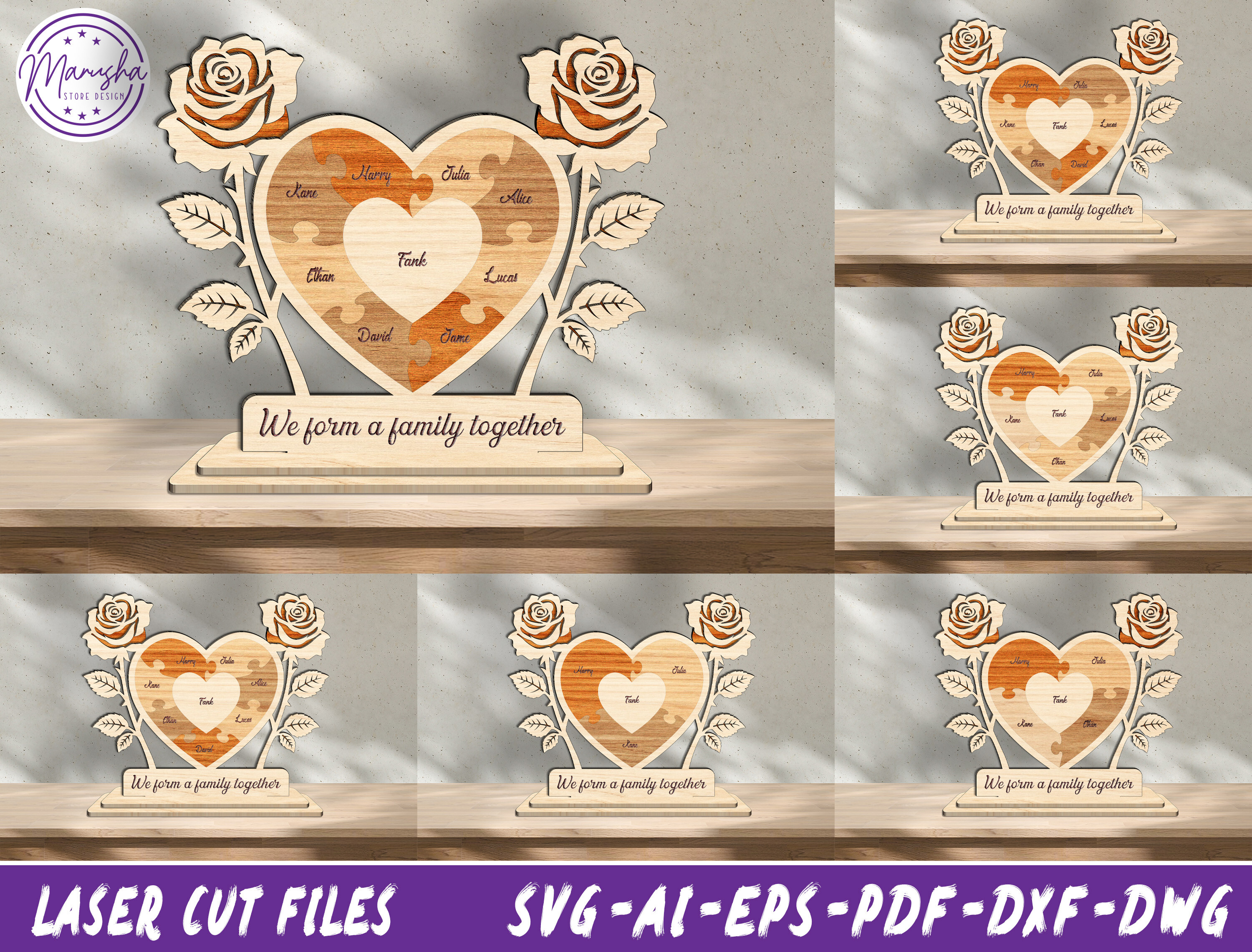 Personalized Family Puzzle Heart SVG · Creative Fabrica