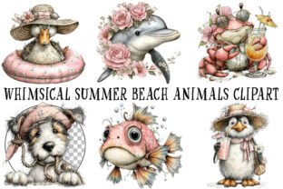 Whimsical Summer Beach Animals Clipart Graphic by RevolutionCraft ...