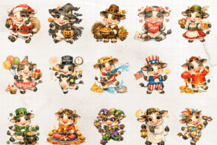 80+ PNG Cow Watercolor Clipart Bundle Graphic by digitalplannerland ...