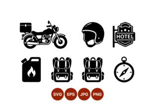Black Motorcycle Helmet Hotel Sign Icons Graphic by DesignVectx ...