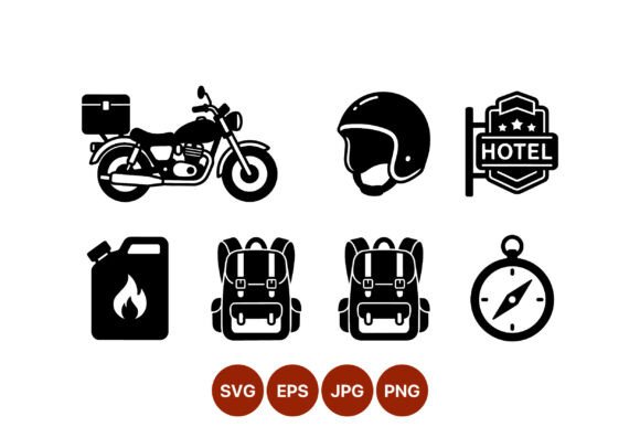 Black Motorcycle Helmet Hotel Sign Icons Graphic by DesignVectx ...