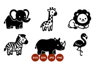 Cute Black and White Safari Animals Graphic by DesignVectx · Creative ...