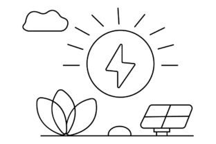 EV Solar Panels Concept Line Art Design Graphic by Behind The Design ...