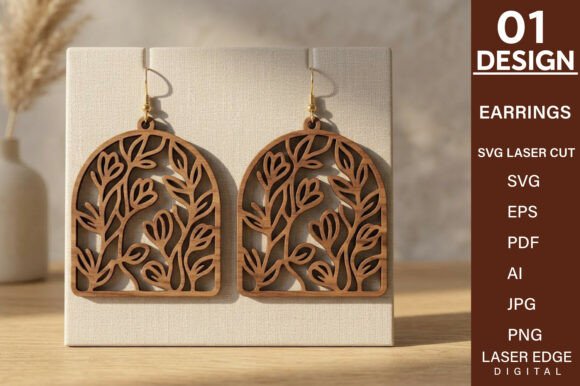 Floral Earrings Laser Cut SVG File · Creative Fabrica