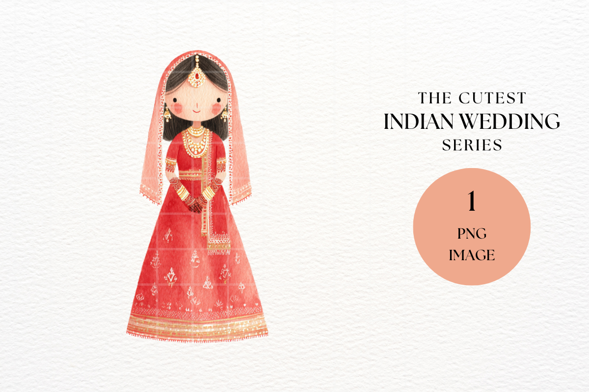 Indian Bride Red Lehenga Clipart PNG Graphic by Ikota Design · Creative ...