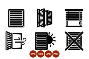 Louver Window Blinds Shutters Icons Graphic by DesignVectx · Creative ...