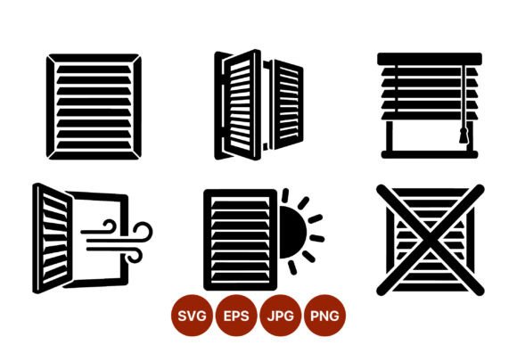Louver Window Blinds Shutters Icons Graphic by DesignVectx · Creative ...