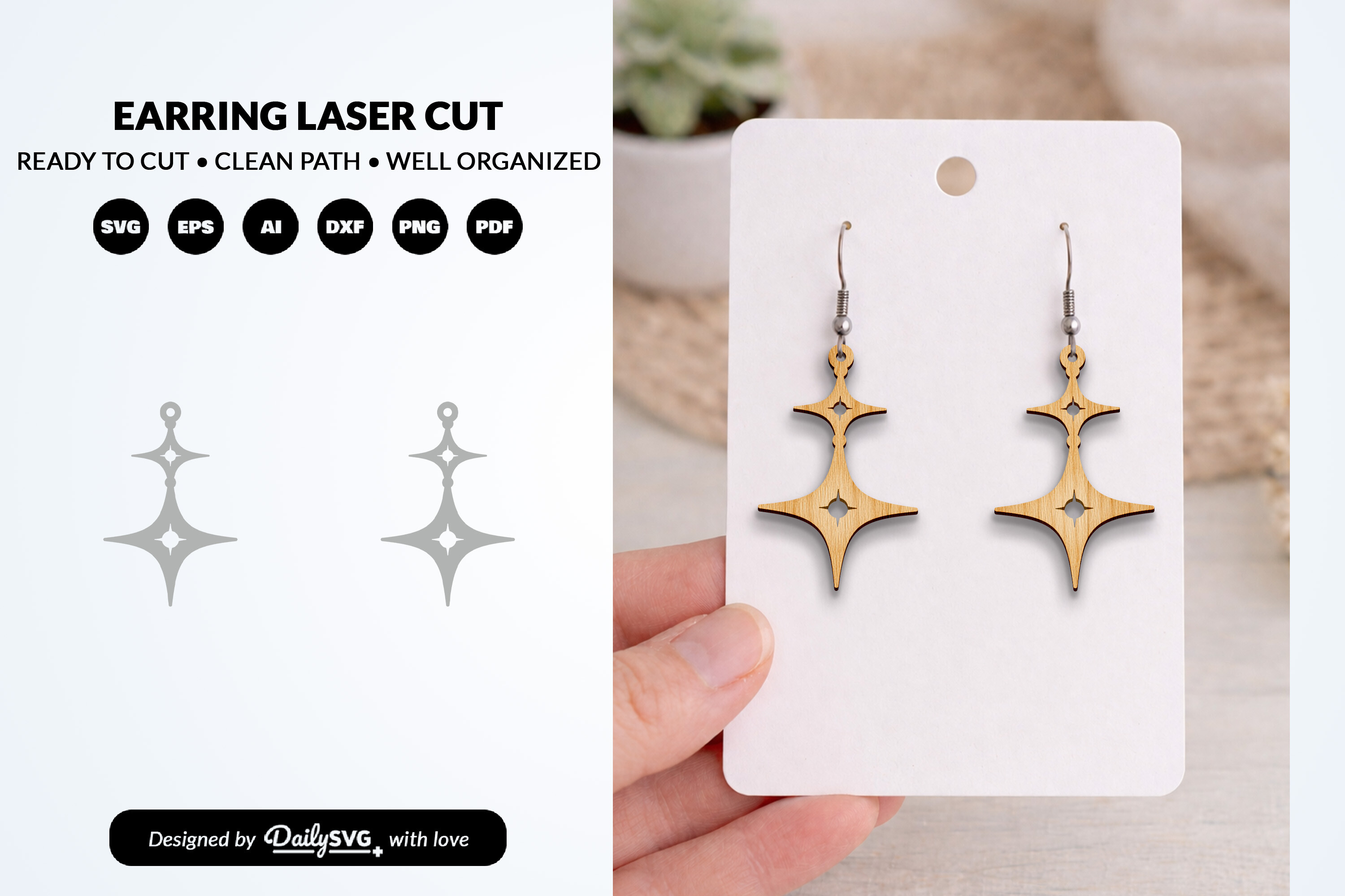 Stars Earring Laser Cut SVG · Creative Fabrica