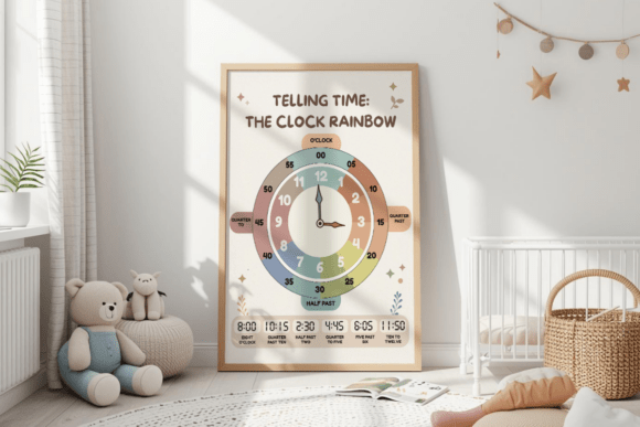 Telling Time Clock Math Poster for Kids Graphic by SpreadsheetsHub ...
