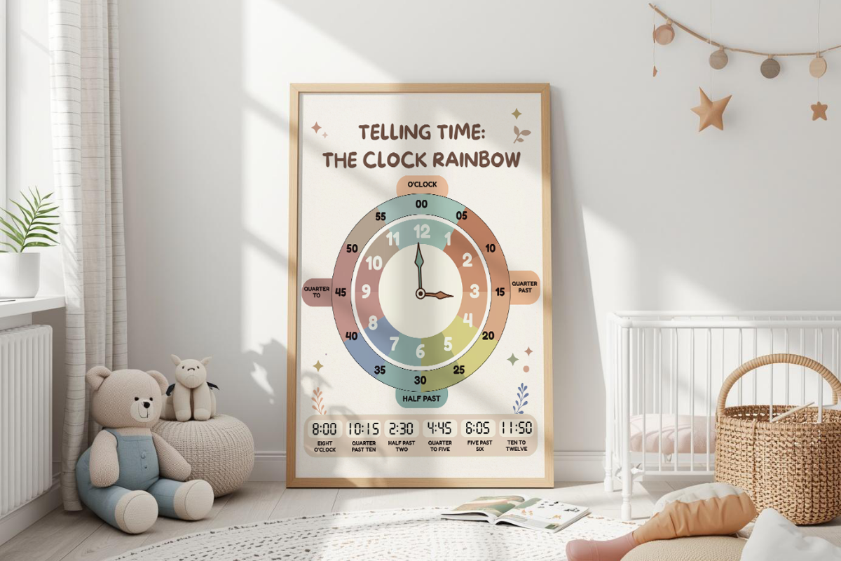 Telling Time Clock Math Poster for Kids Graphic by SpreadsheetsHub ...