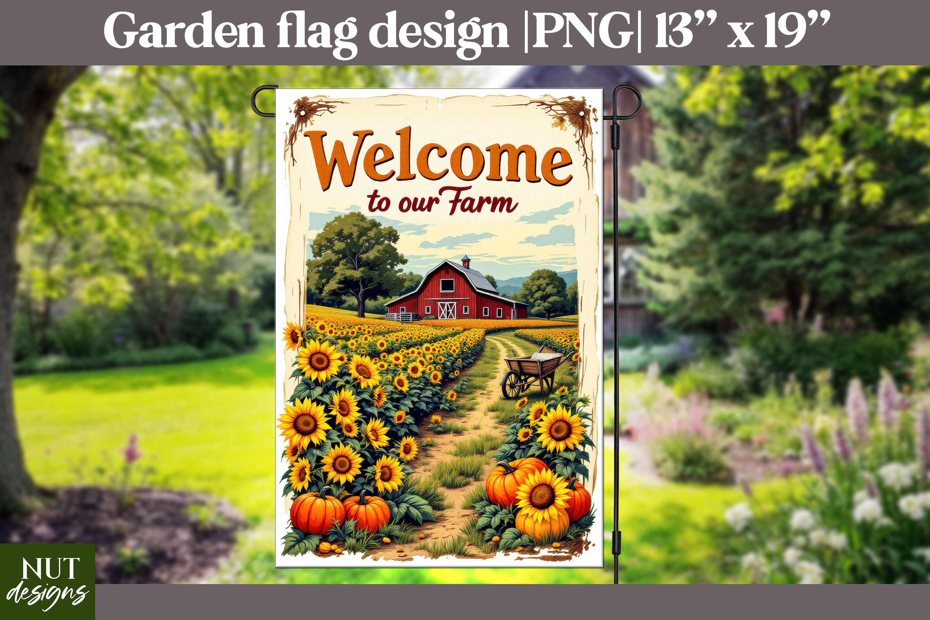 Welcome Garden Flag Farmhouse Decor Graphic by natalia.kurtidi ...