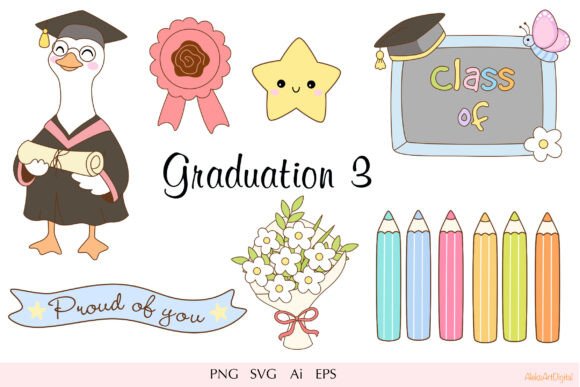 Cute Graduation Clipart Part 6 - School Graphic by AleksArtDigital ...