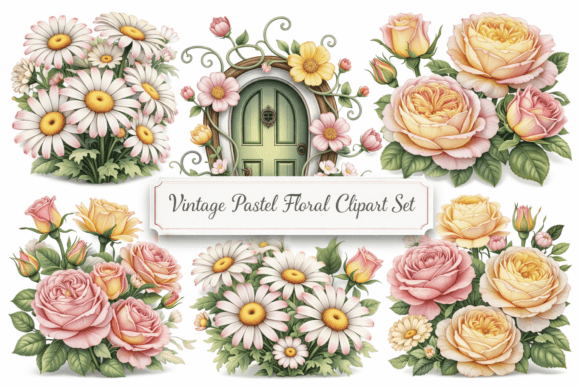 Whimsical Flower Pastel Clipart Graphic by Creative Studio 55 ...