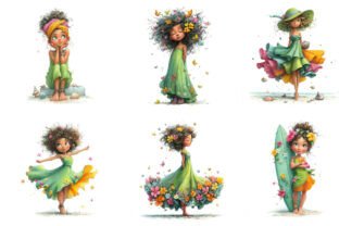 Whimsical Summer Girl Clipart Graphic by Dream Creation · Creative Fabrica