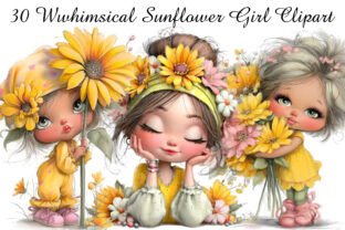 Wwhimsical Sunflower Girl Clipart Graphic by GatewayDesign · Creative ...