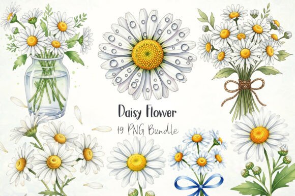 Daisy Flower Watercolor Clipart Graphic by Smart Dream Shop · Creative ...