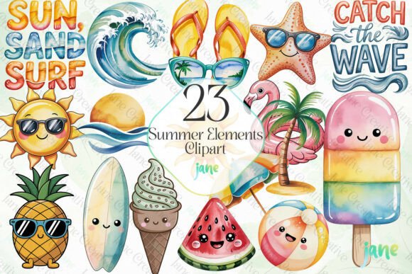 Retro Summer Coastal SVG PNG Clipart Graphic by JaneCreative · Creative ...