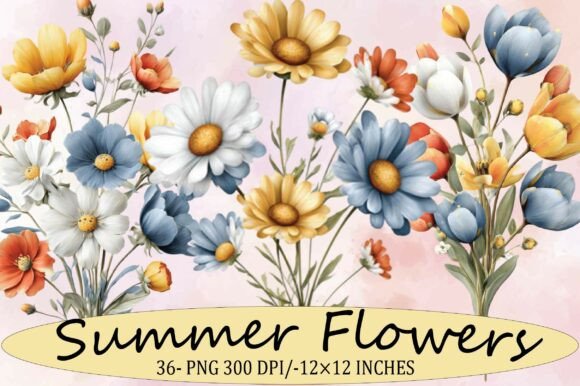 Summer Flowers Clipart Graphic by SVGArt · Creative Fabrica