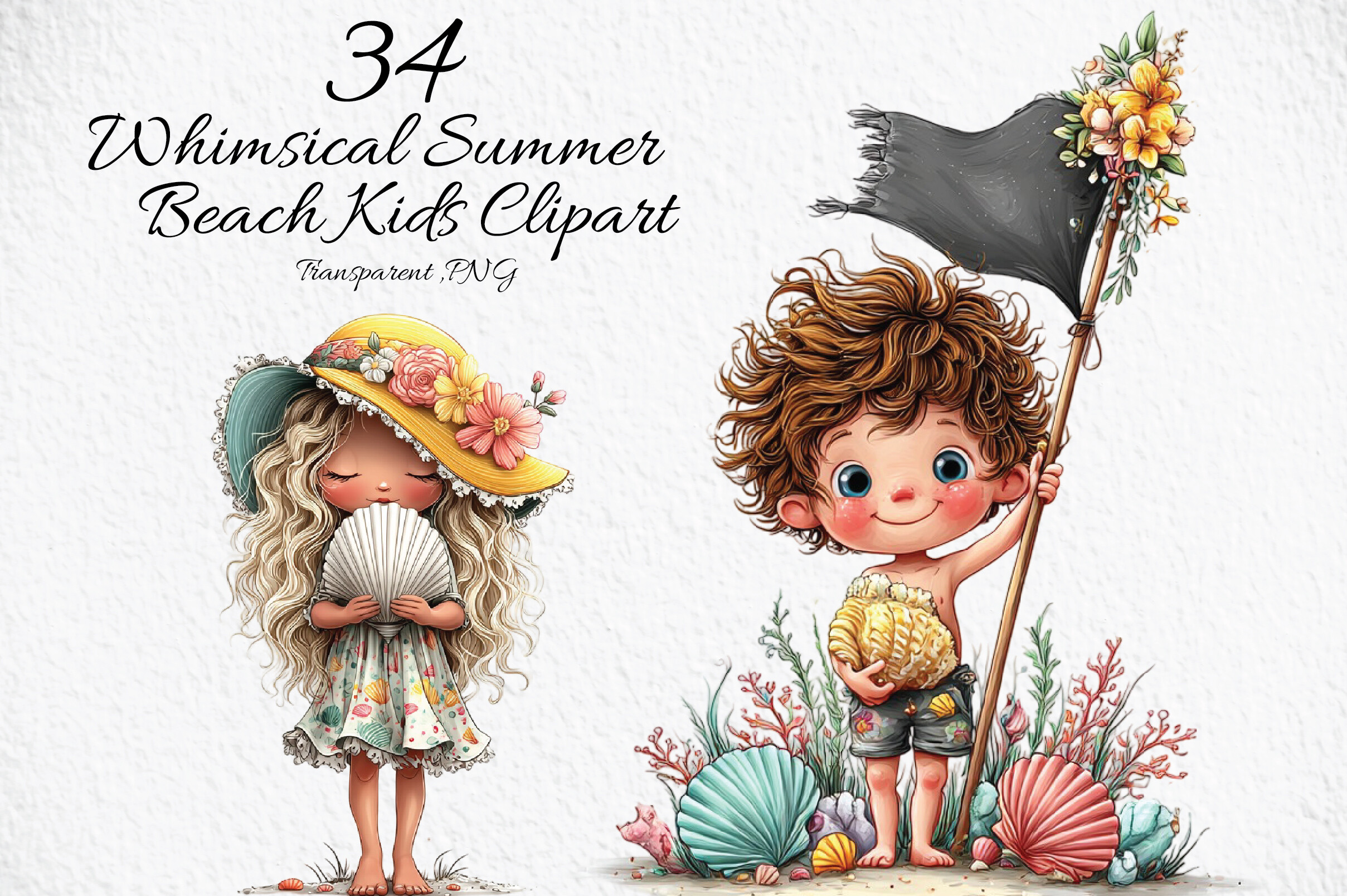 Whimsical Summer Beach Kids Clipart Graphic by Craft Art · Creative Fabrica