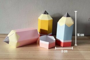 3D Pencil Gift Box Printable Template · Creative Fabrica