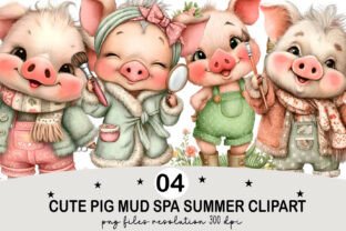 Cute Pig Mud Spa Summer Clipart Graphic by DesignEasy · Creative Fabrica