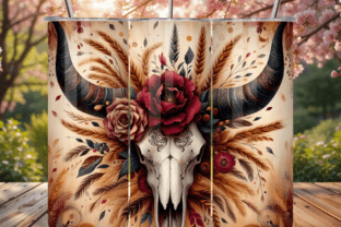 Floral Bull Skull Rustic Tumbler Wrap Graphic by ProCUT · Creative Fabrica