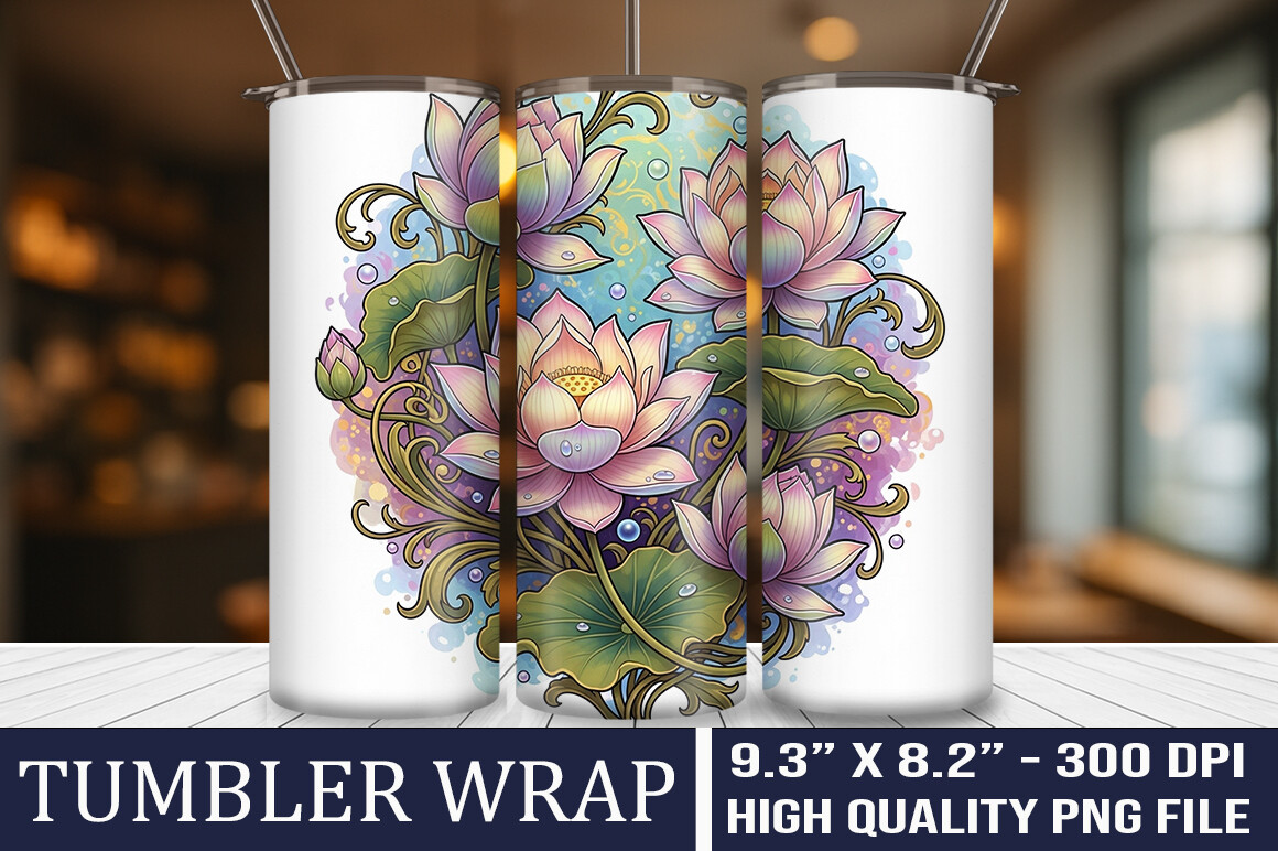 Lotus Flower Sublimation Tumbler Wrap Graphic by Layout Design ...