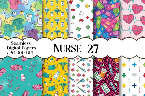 1 Nurse Themed Pattern Designs & Graphics