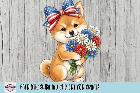 Patriotic Shiba Inu Clip Art for Crafts Graphic by BbowDesign ...