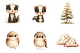 Watercolor Woodland Animals Clipart Graphic by Sublimation Studio ...