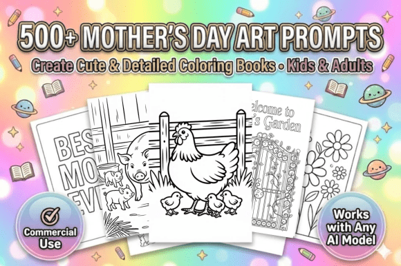 500 Watercolor Mother's Day Prompts Graphic by Haytam Rachid · Creative ...