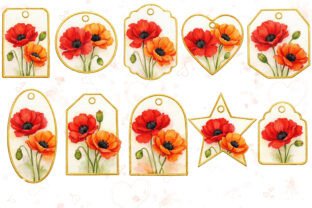August Poppy Printable Tags Sheets Graphic by Summer Digital Design ...