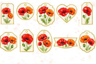 August Poppy Printable Tags Sheets Graphic by Summer Digital Design ...