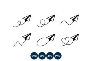 Black Paper Airplane Flying Trajectory Graphic by DesignVectx ...