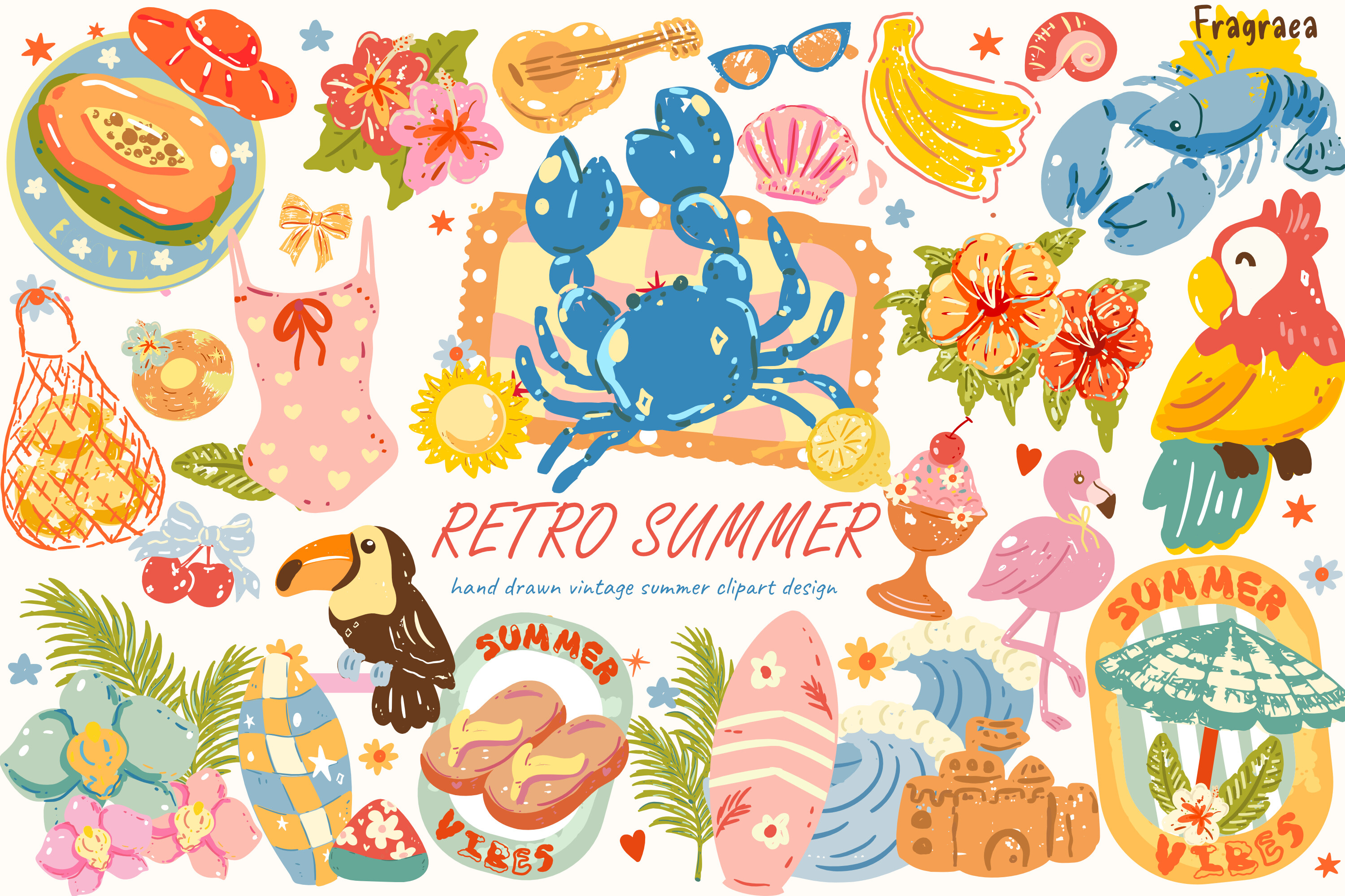 Groovy Retro Summer Beach PNG Bundle Graphic by Aime-art · Creative Fabrica