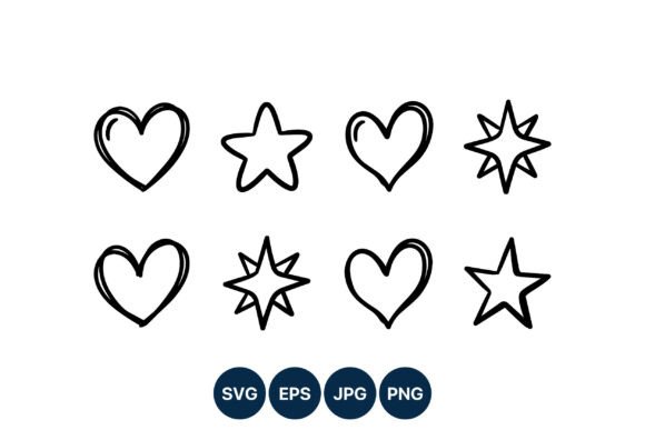 Hand Drawn Hearts Stars Swirls Vector Graphic by DesignVectx · Creative ...