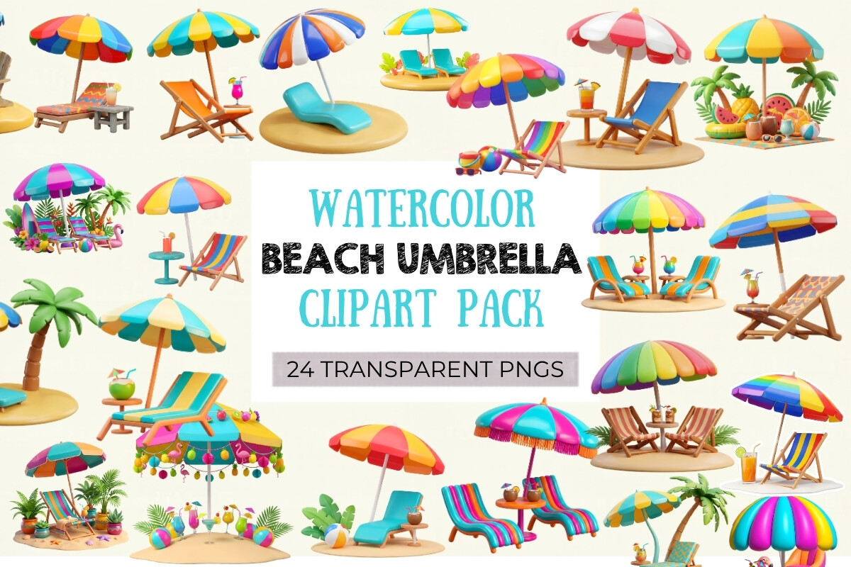 Summer Beach Umbrella Clipart PNG Graphic by Hassas Arts · Creative Fabrica